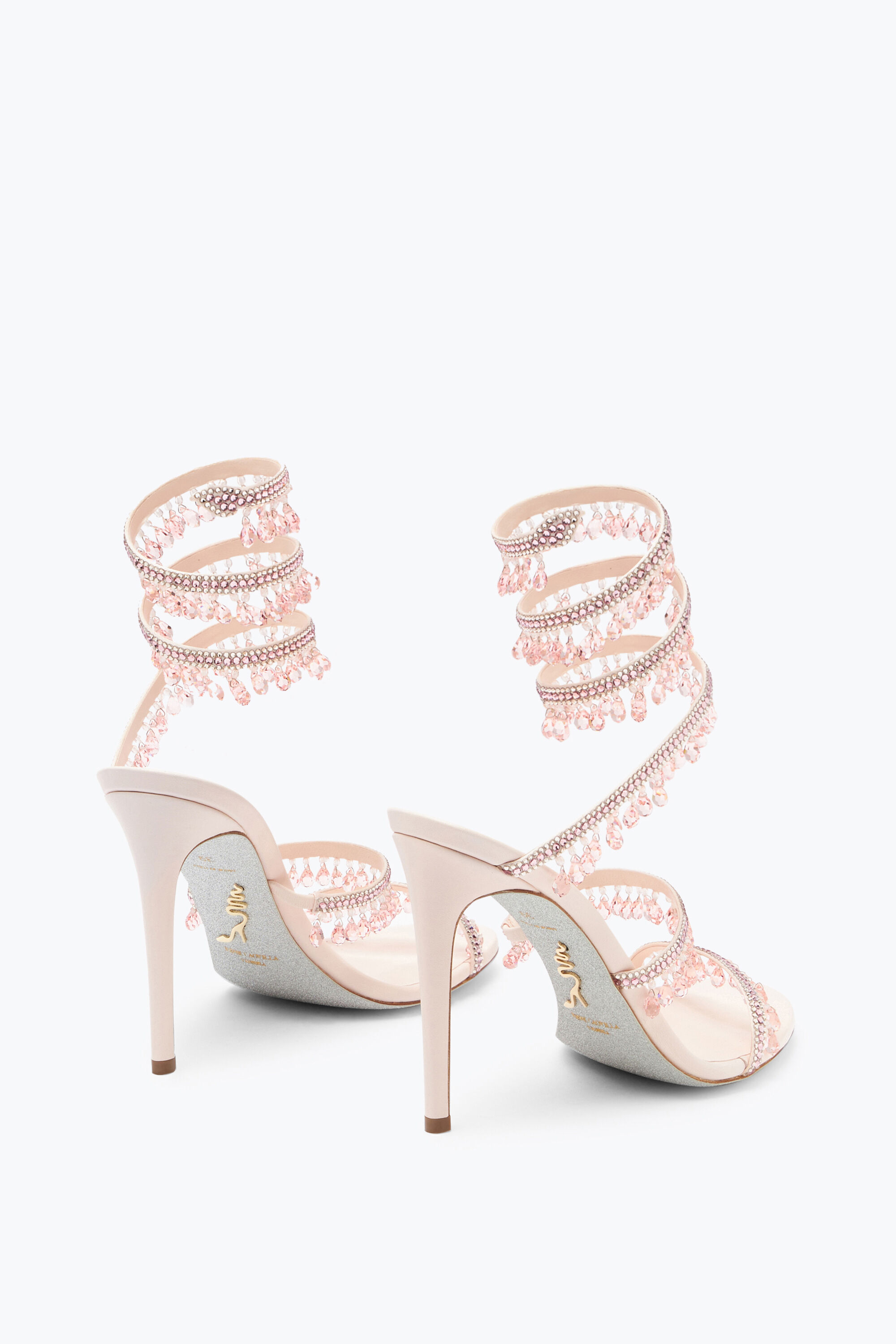 Jeweled Chandelier Powder Pink Sandal 105 | Rene Caovilla® Jeweled Chandelier Powder Pink Sandal 105 | Rene Caovilla®
