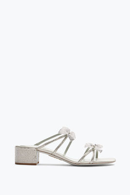 Jeweled Floriane Silver Slider Sandal With Flowers 40 | Rene Caovilla®