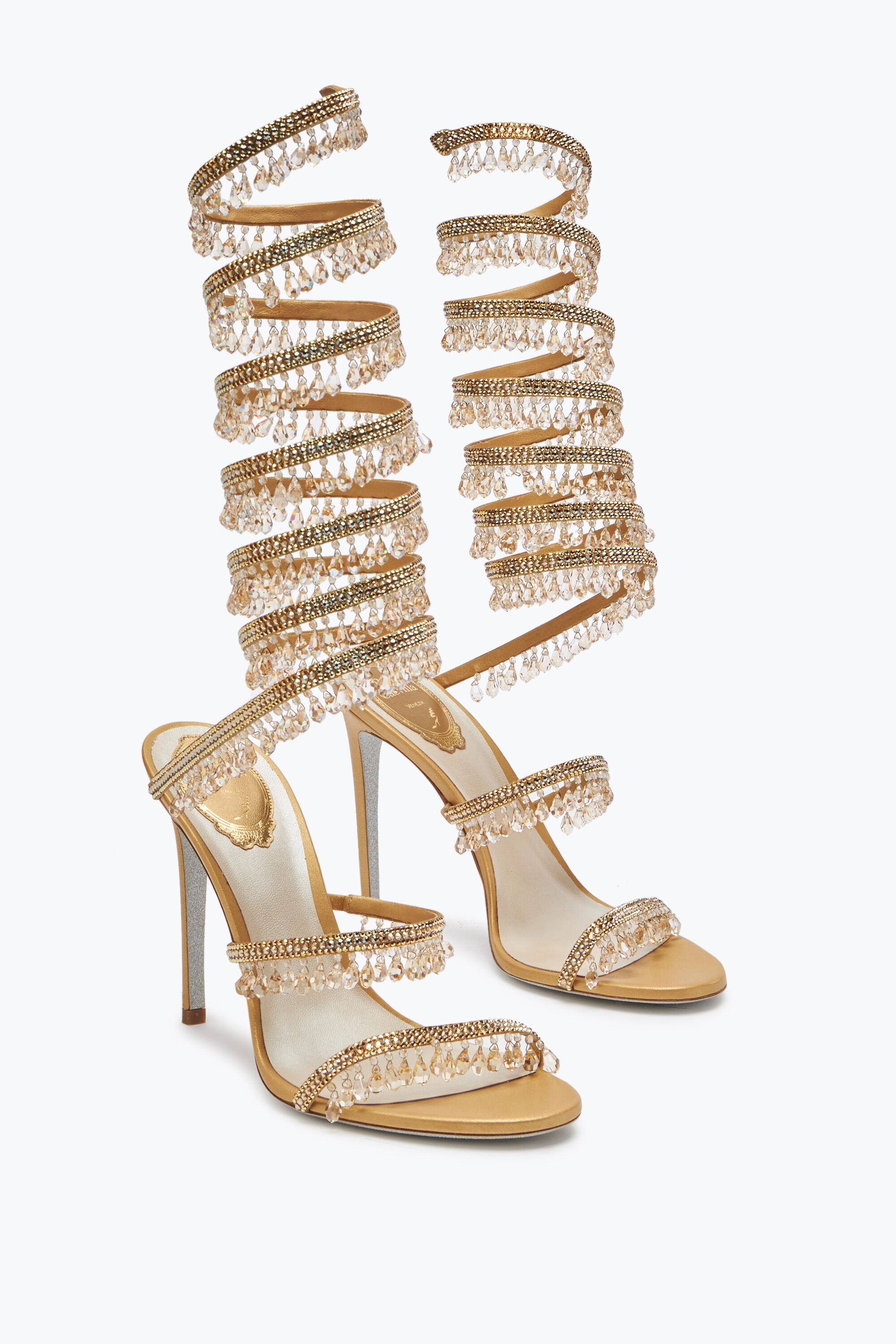 Jeweled Chandelier Crystals Honey Sandal 105 | Rene Caovilla® Jeweled Chandelier Crystals Honey Sandal 105 | Rene Caovilla®